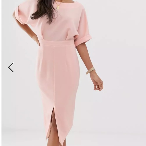ASOS | Dresses | Asos Design Wiggle Midi Dress In Blush | Poshmark